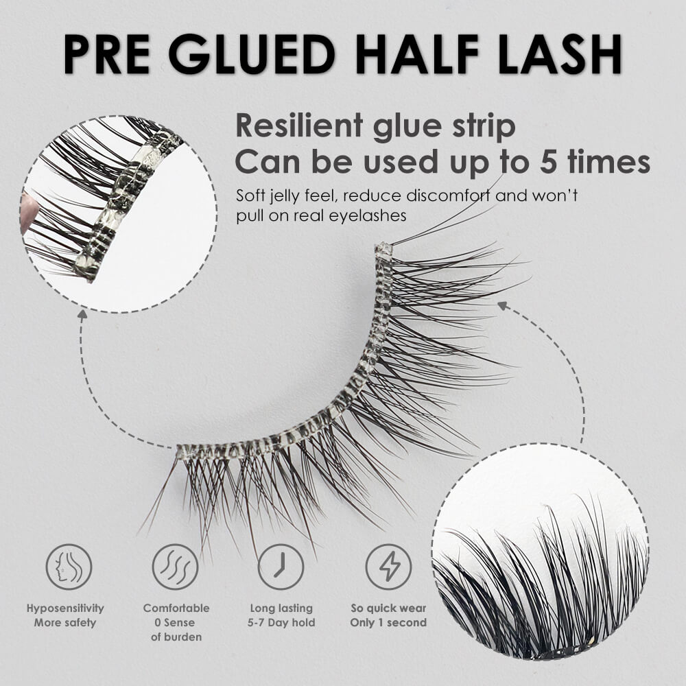 Pre glued half lashes - lazygirllash
